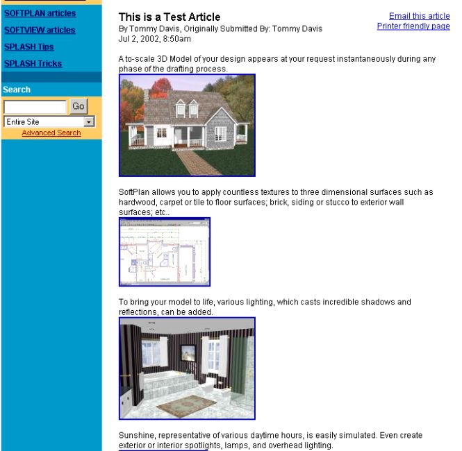 SPLASH "Articles / Tips n Tricks" Sample Page